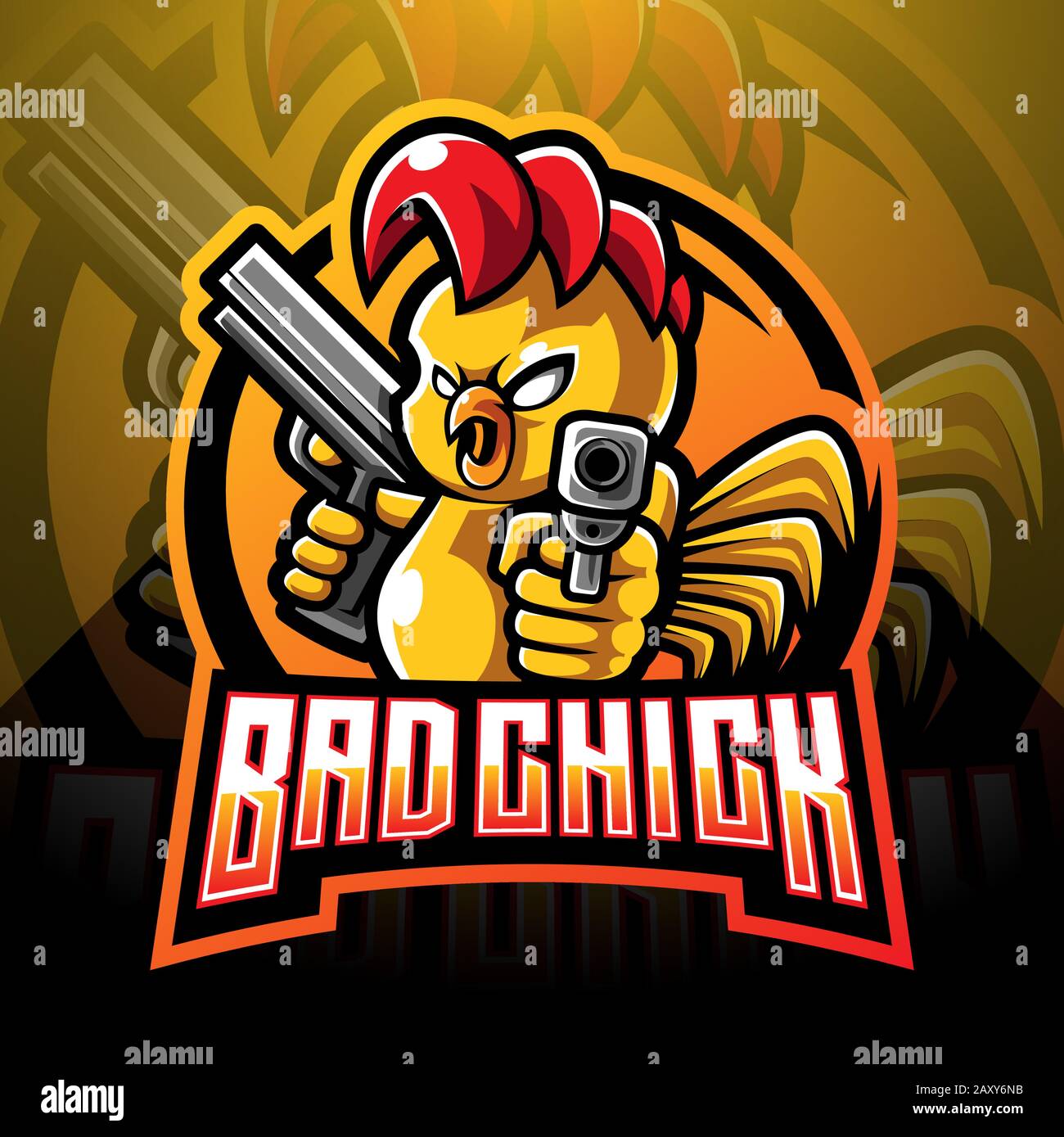 Chick with gun mascot logo design Stock Vector Image & Art - Alamy