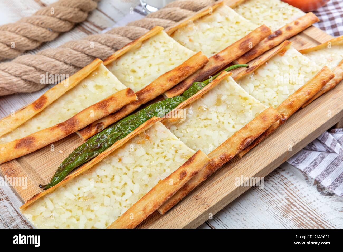 Traditional Turkish Cuisine baked dish pide. Turkish pizza pide ...