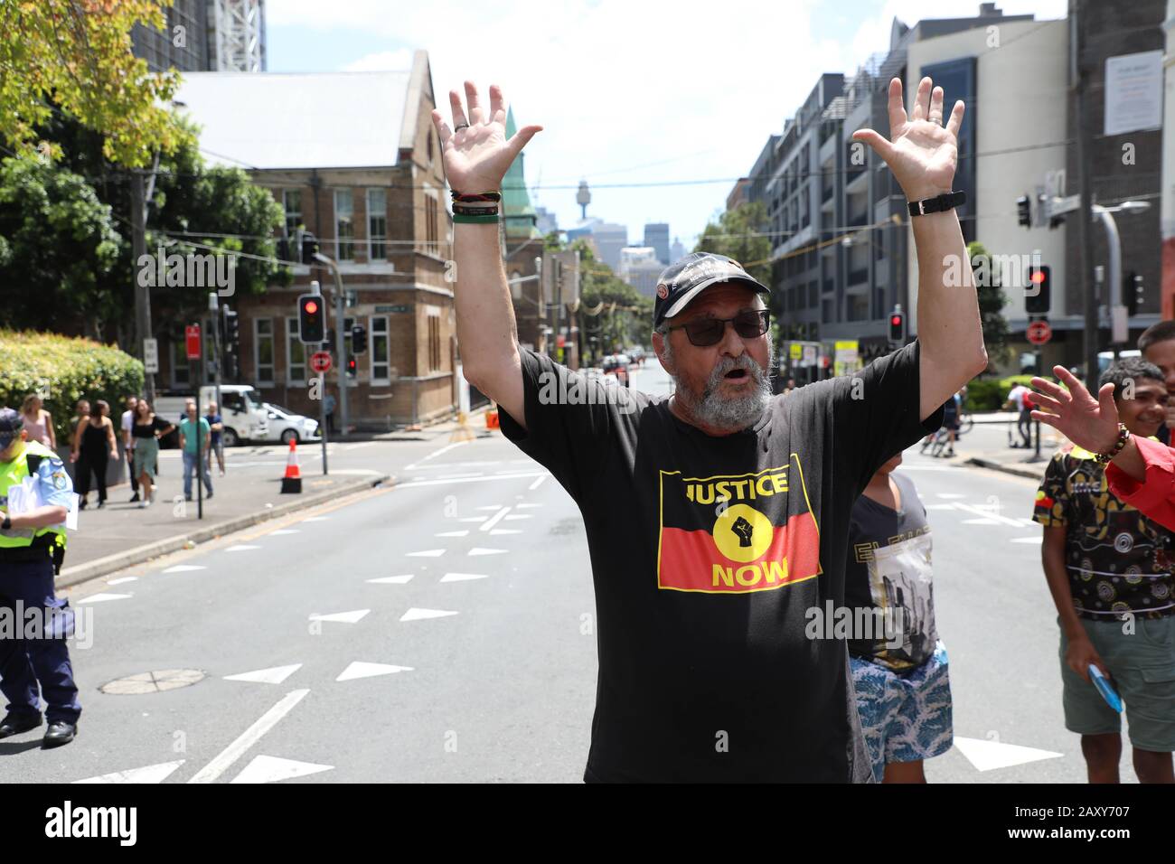 Sydney, Australia. 14 February 2020. Supporters assembled in Redfern ...