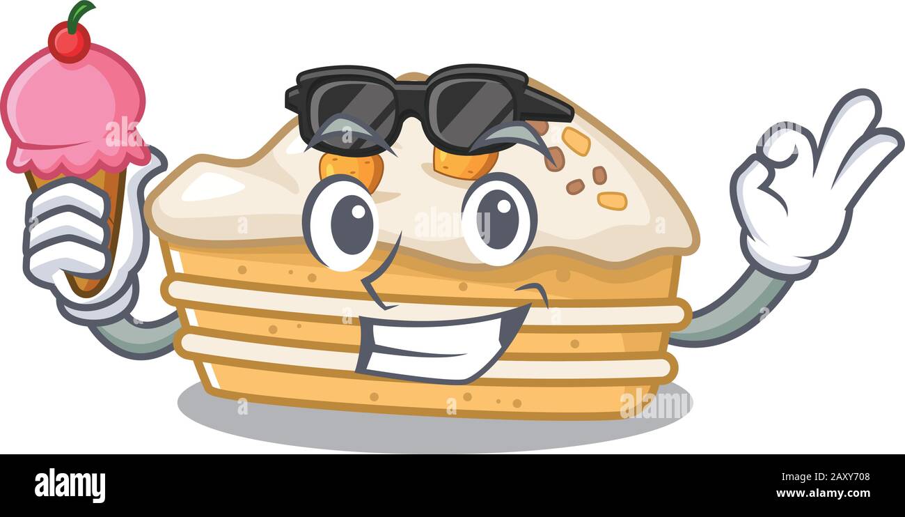 happy face carrot cake cartoon design with ice cream Stock Vector Image ...