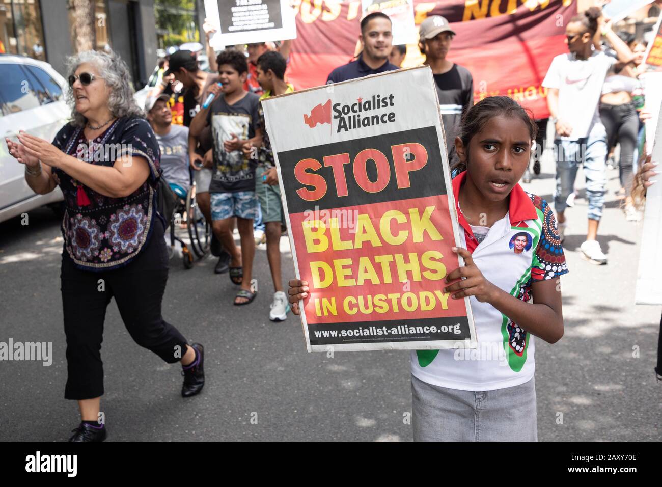 Sydney, Australia. 14 February 2020. Supporters assembled in Redfern ...