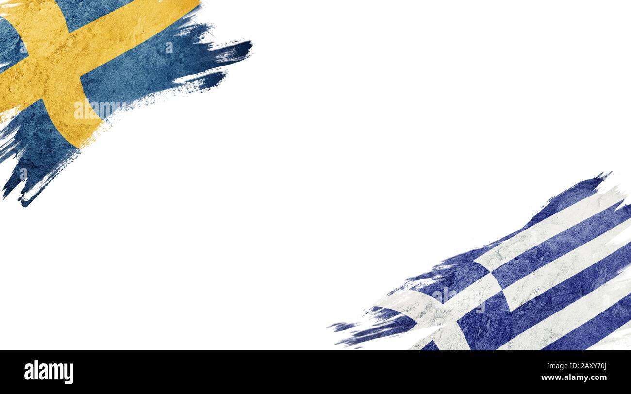 Flags of Sweden and Greece on white background Stock Photo - Alamy