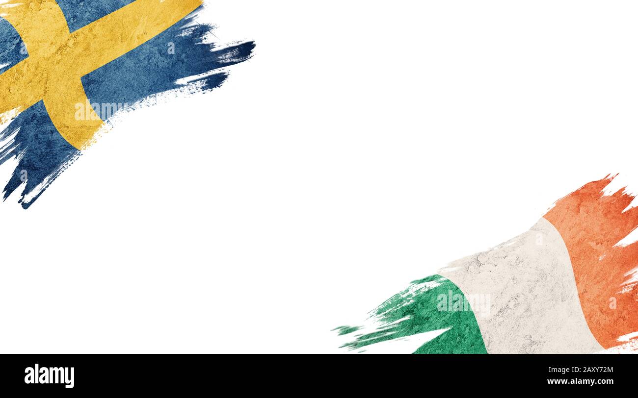 Flags of Sweden and Ireland on white background Stock Photo - Alamy