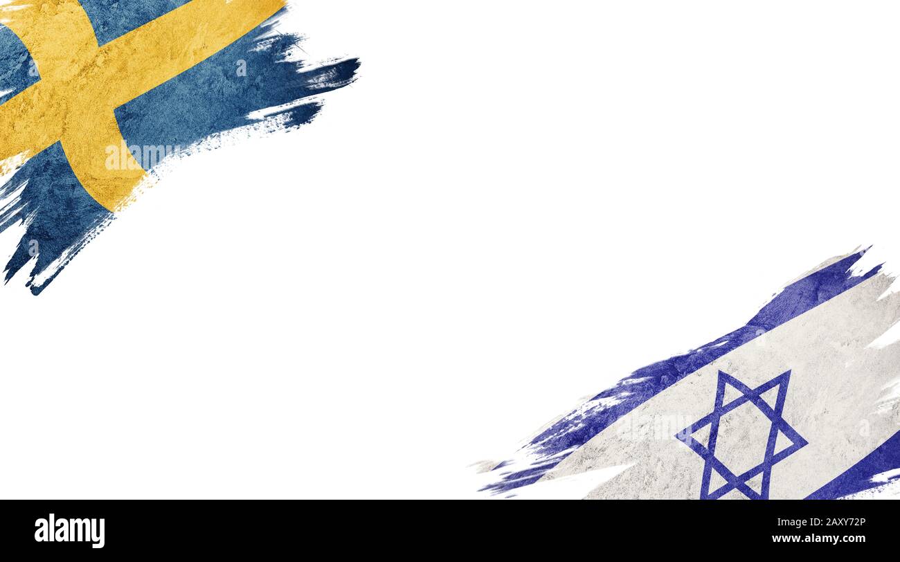Flags of Sweden and Israel on white background Stock Photo - Alamy