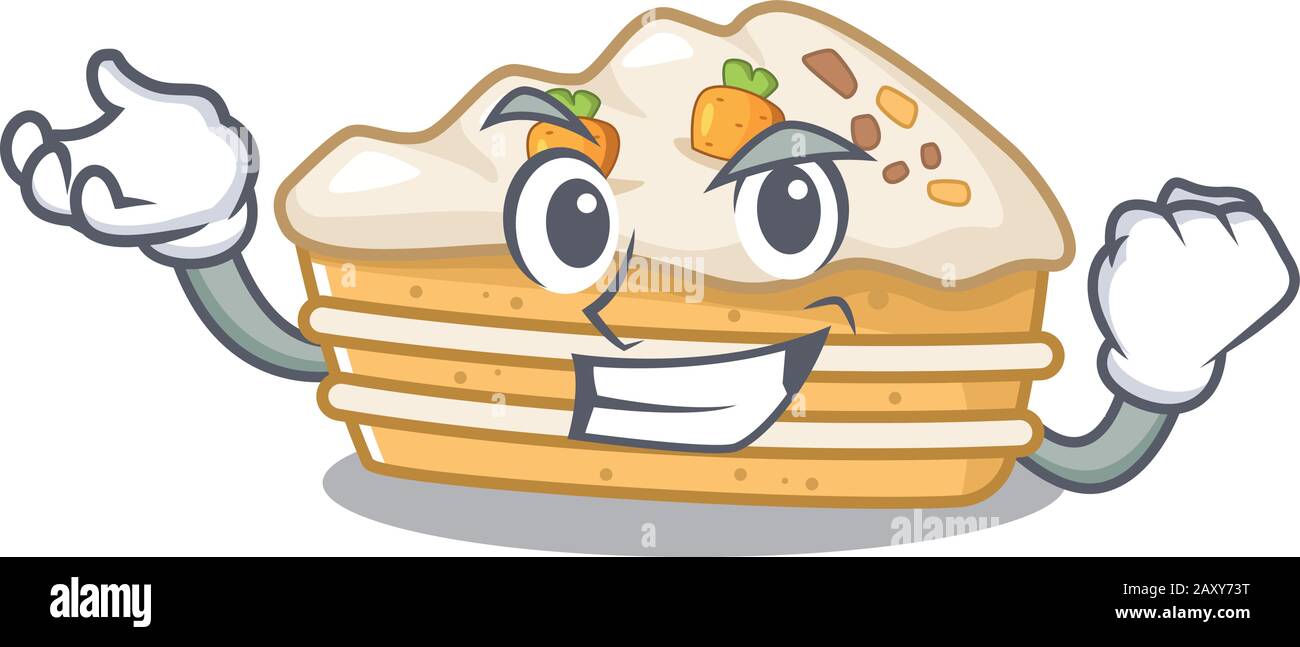 cool confident Successful carrot cake cartoon character style Stock ...