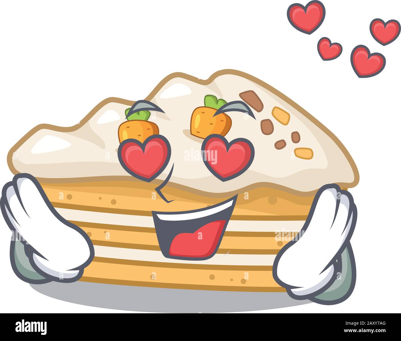 Romantic falling in love carrot cake cartoon character concept Stock ...