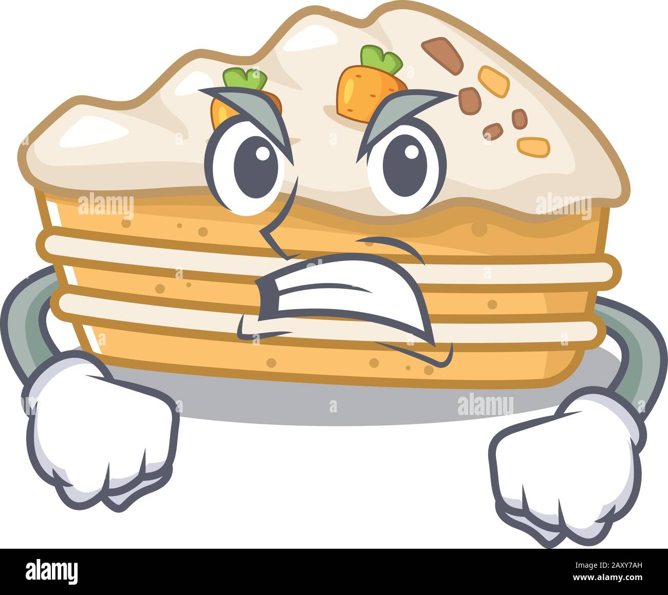Carrot cake cartoon character style having angry face Stock Vector ...