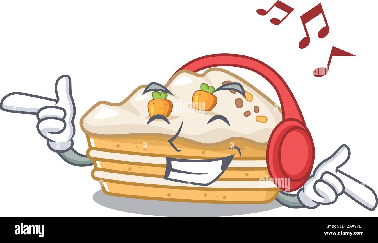 Listening music carrot cake cartoon character concept Stock Vector ...