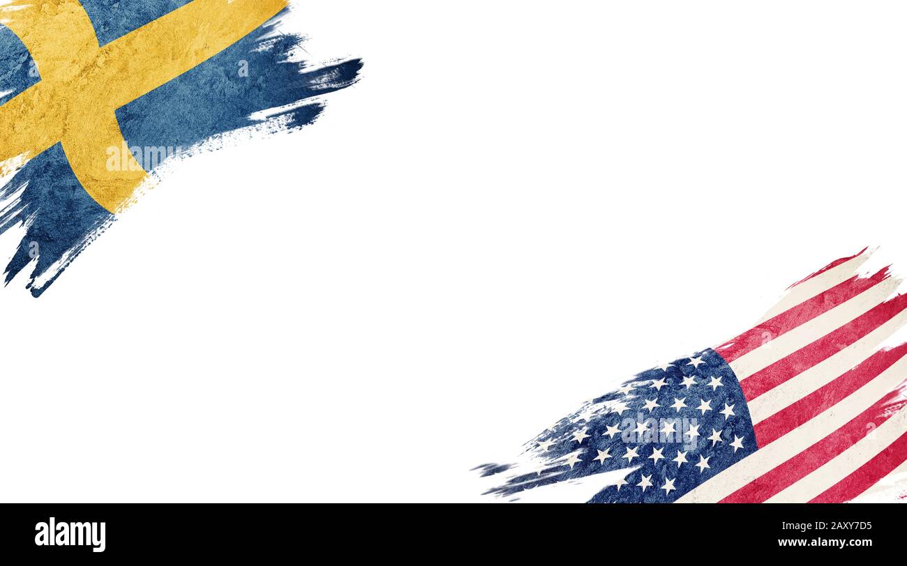 Flags of Sweden and USA on white background Stock Photo - Alamy