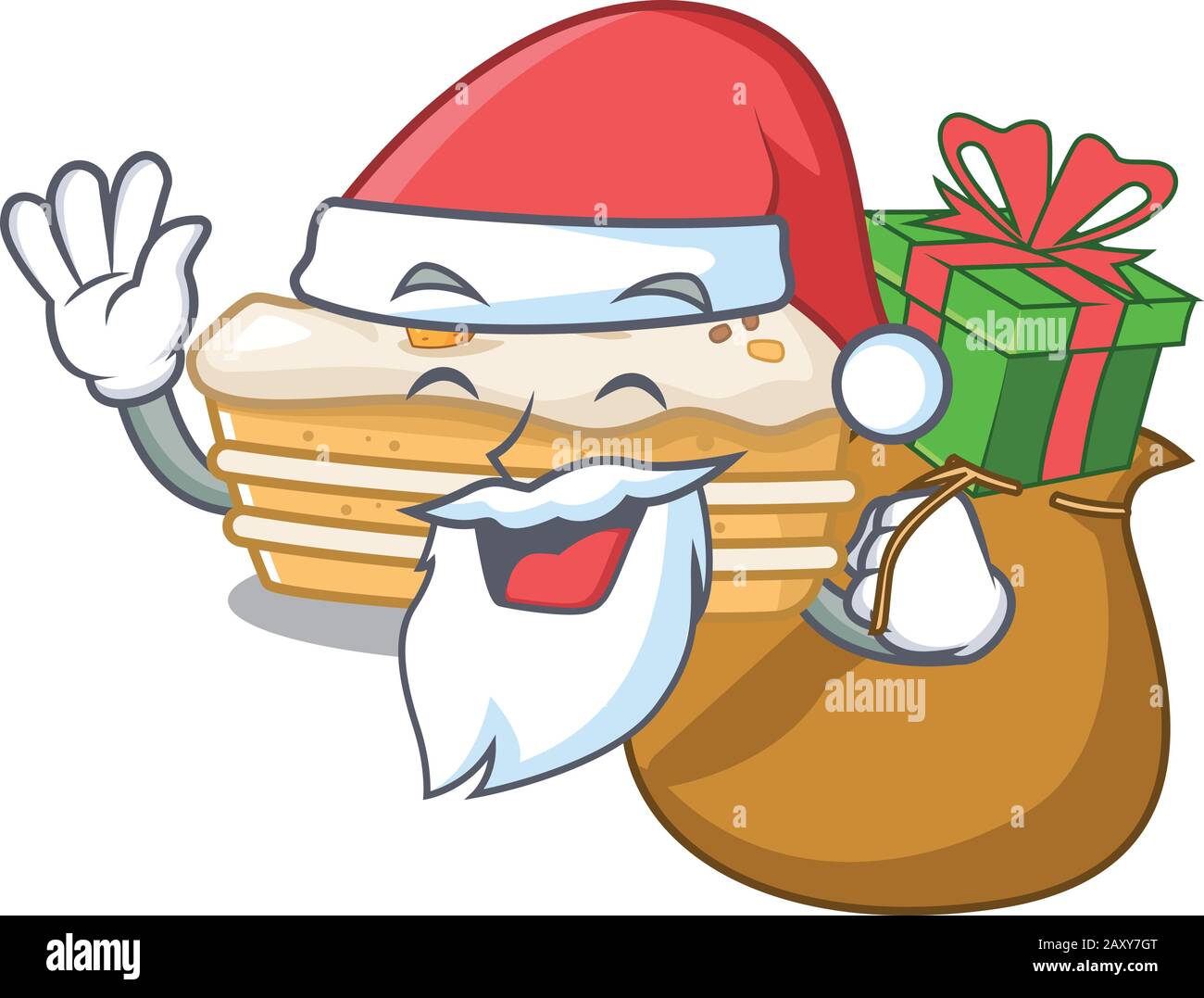 Santa carrot cake Cartoon character design having box of gifts Stock ...
