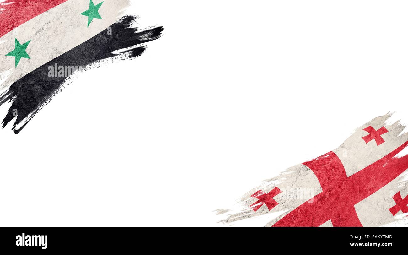 Flags of Syria and Georgia on white background Stock Photo - Alamy