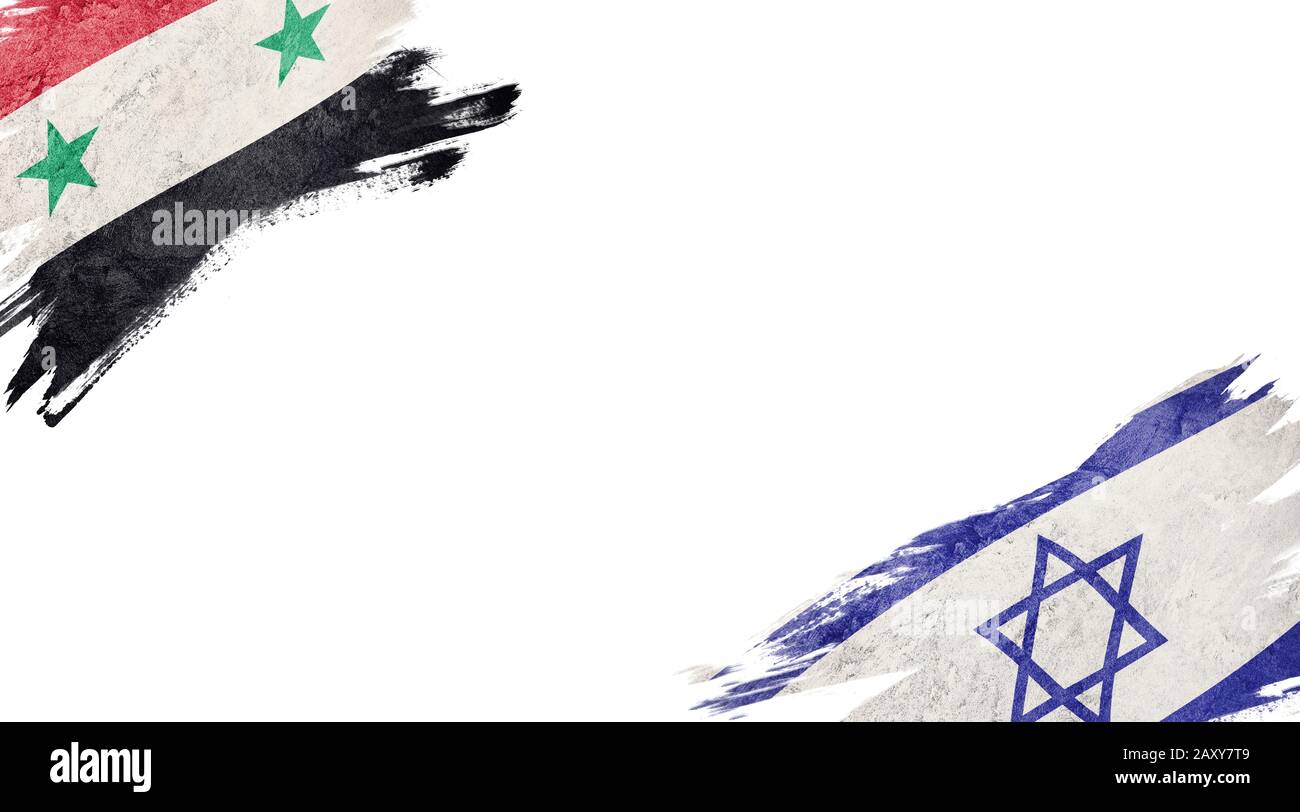 Flags of Syria and Israel on white background Stock Photo - Alamy