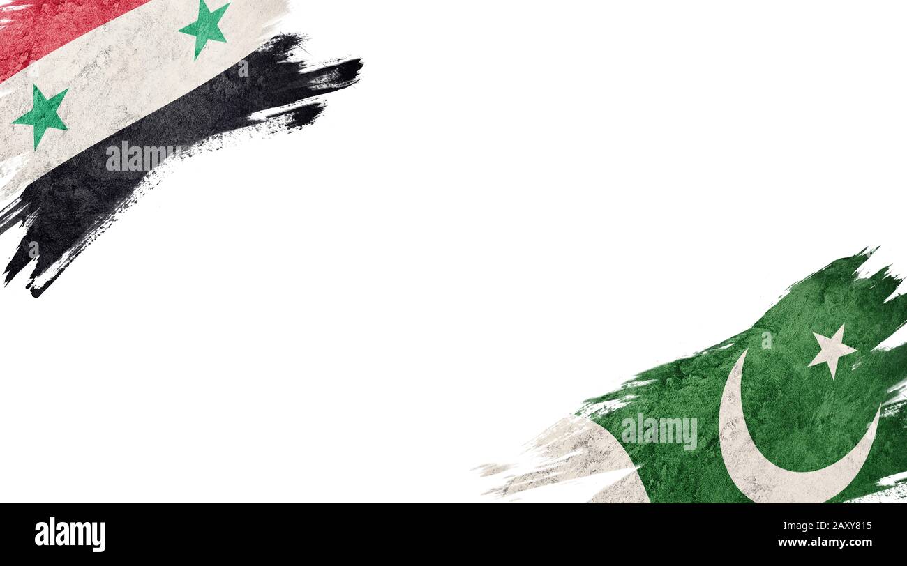 Flags of Syria and Pakistan on white background Stock Photo - Alamy