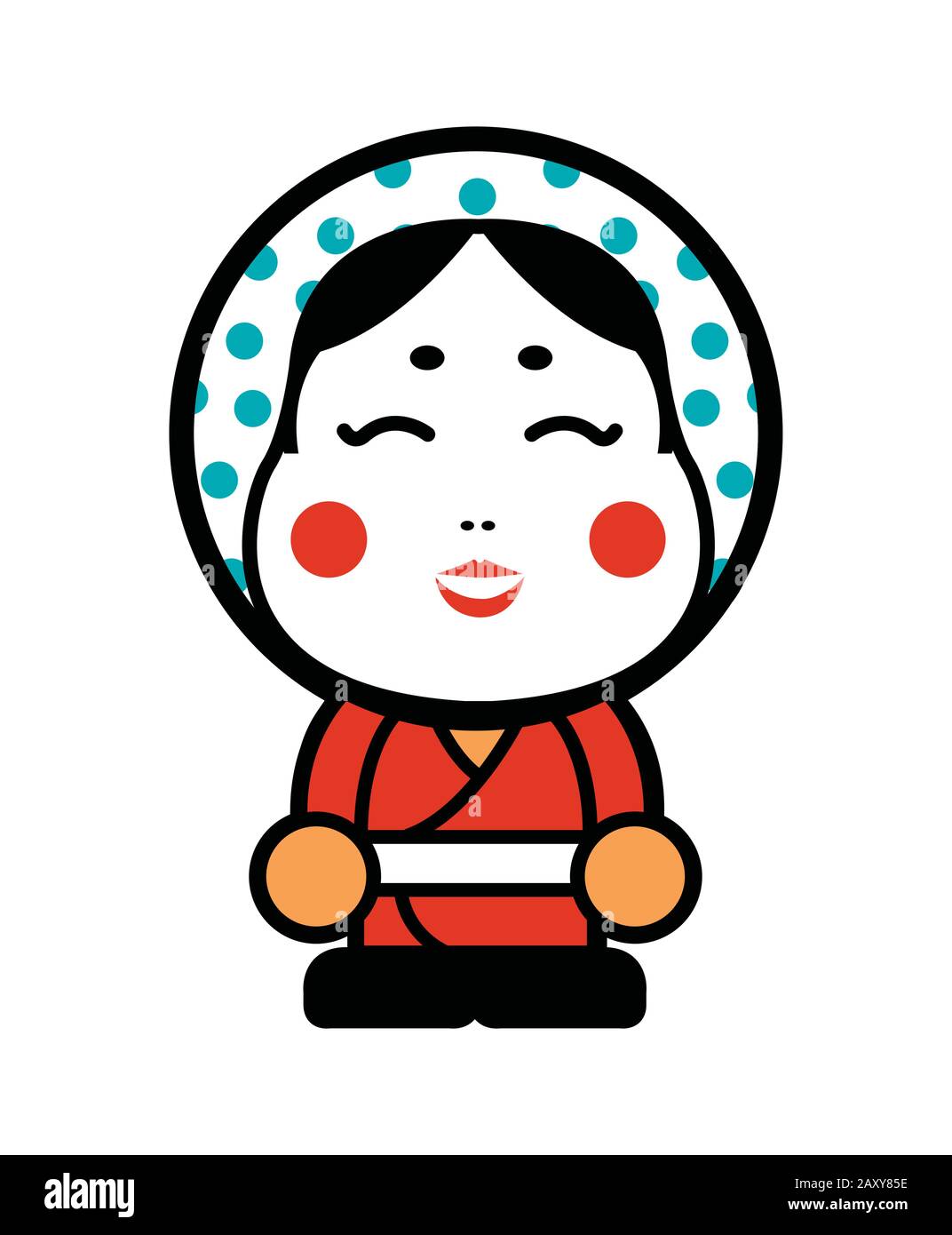 Japanese okame mask cartoon illustration Stock Vector Image & Art - Alamy