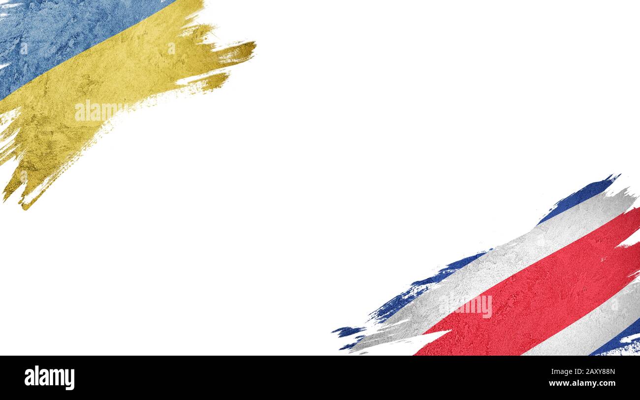 Flags of Ukraine and Costa Rica on white background Stock Photo - Alamy