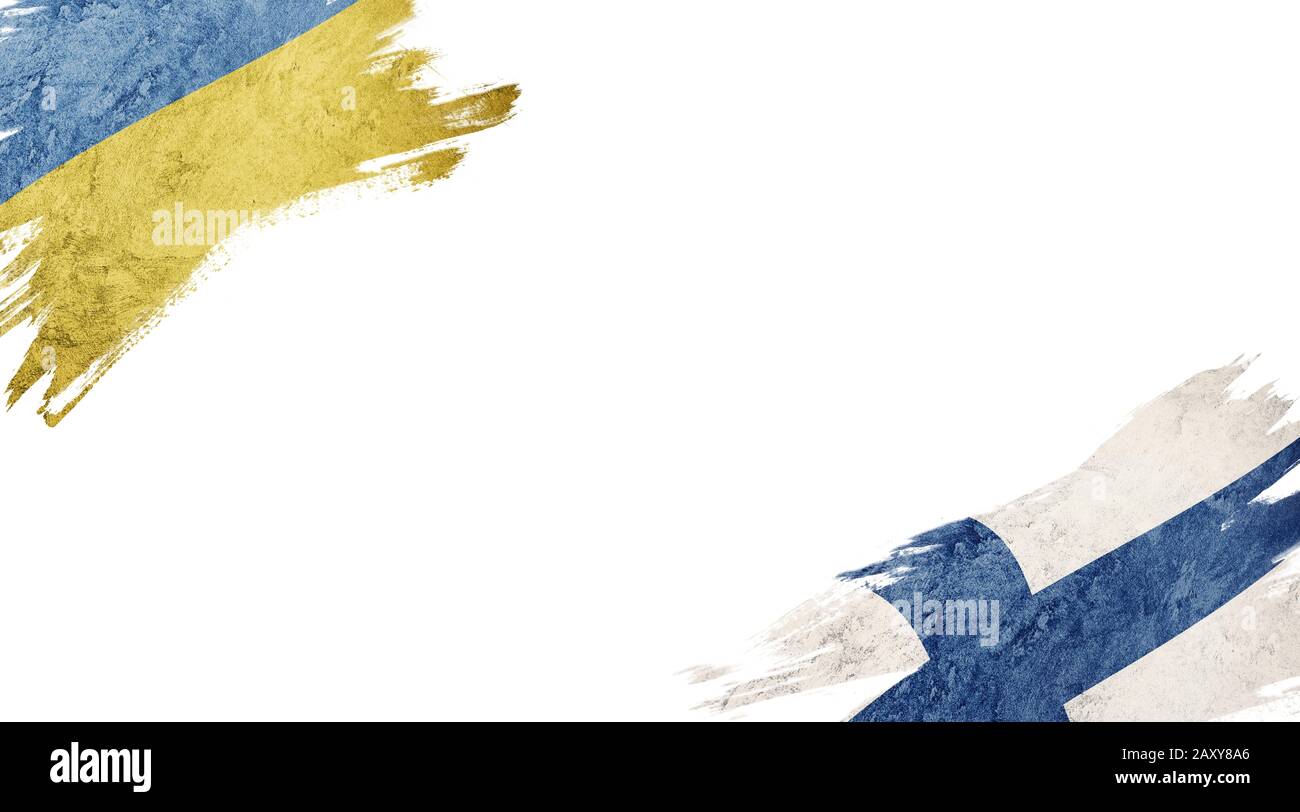 Flags of Ukraine and Finland on white background Stock Photo - Alamy