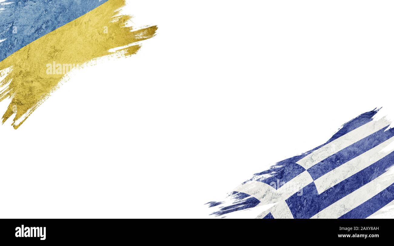 Flags of Ukraine and Greece on white background Stock Photo - Alamy