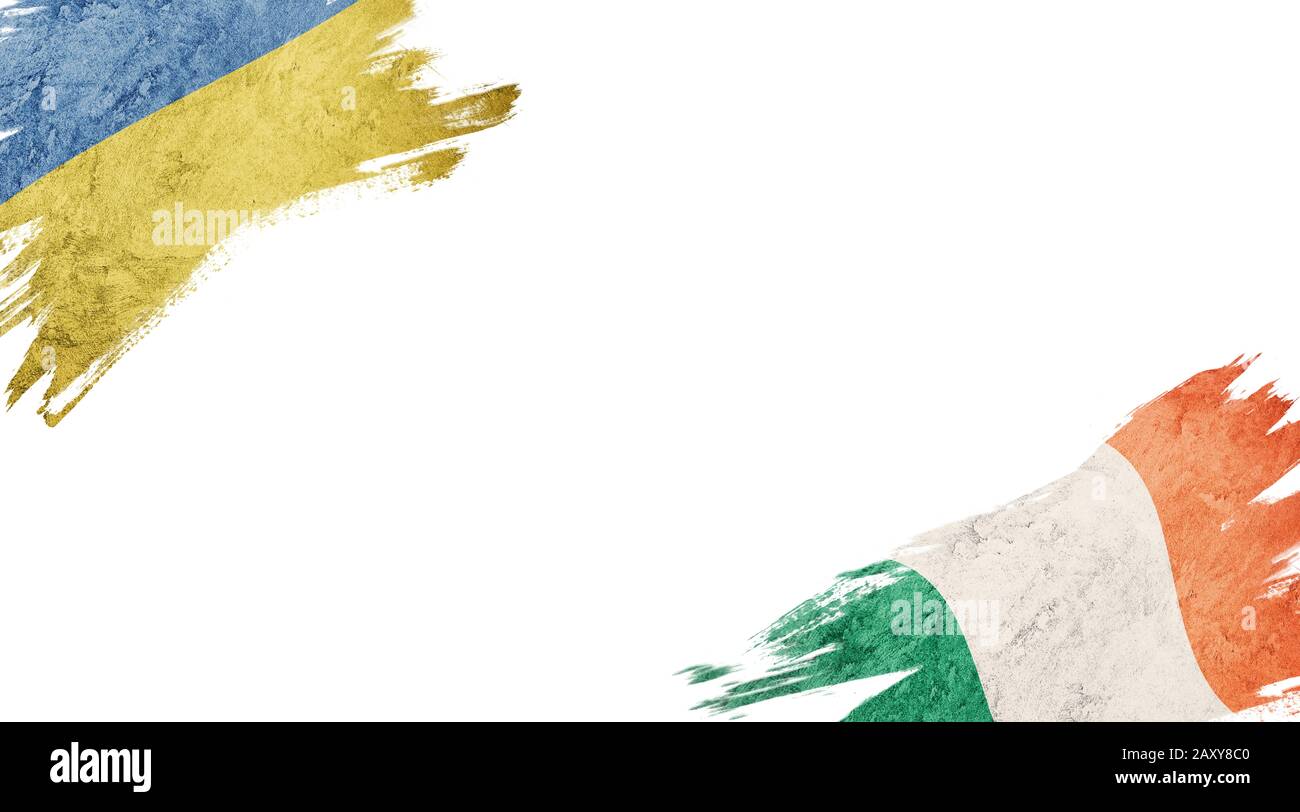 Flags of Ukraine and Ireland on white background Stock Photo - Alamy