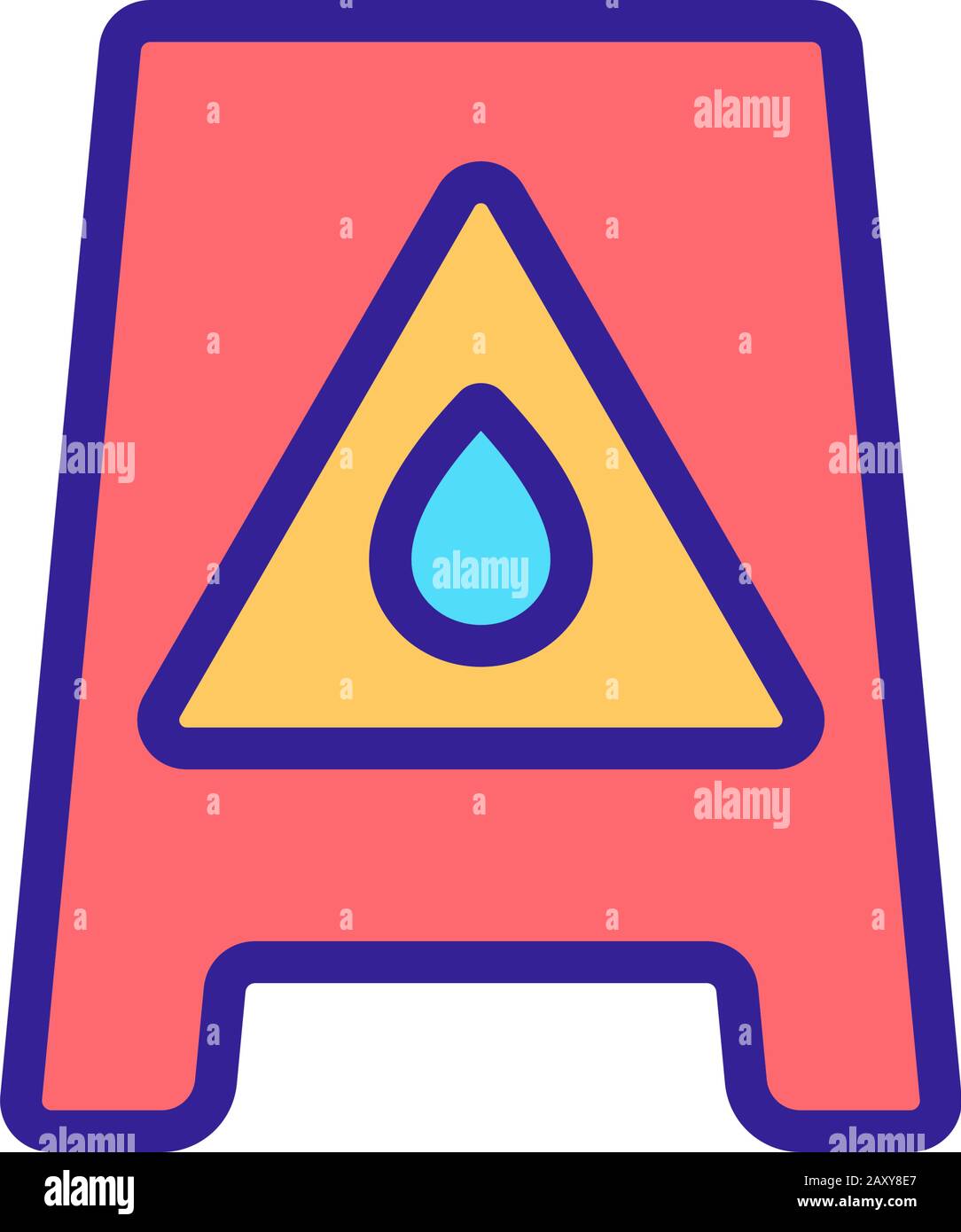 Wet floor caution icon vector. Isolated contour symbol illustration ...