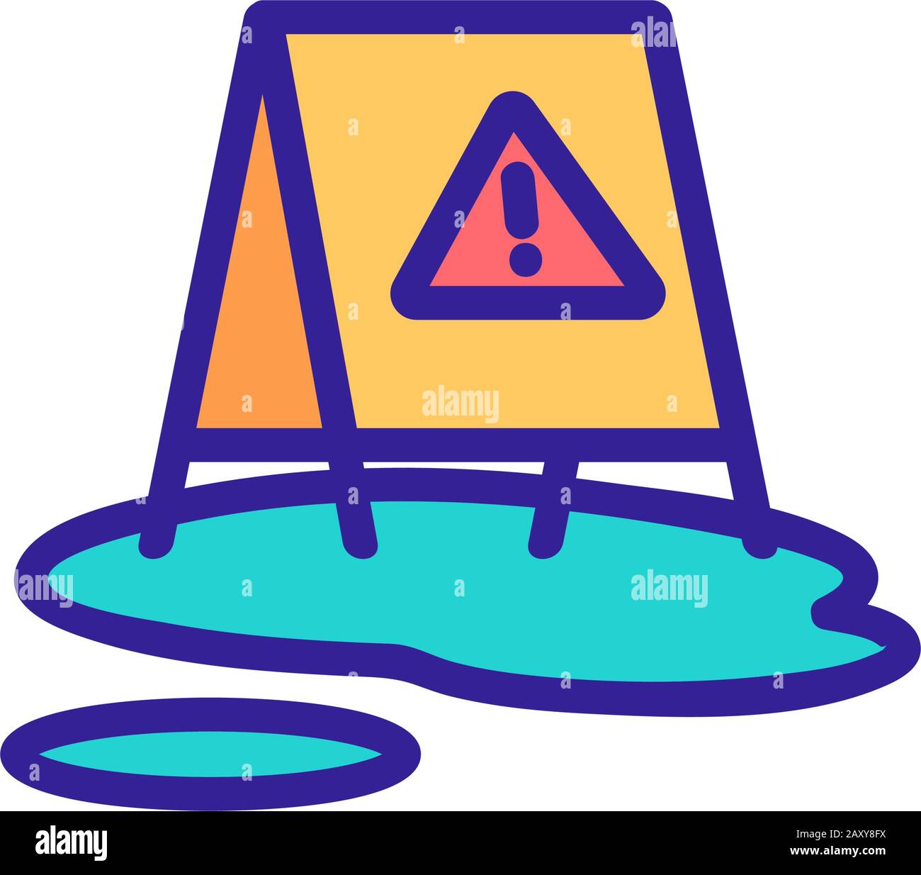 Wet floor caution icon vector. Isolated contour symbol illustration ...