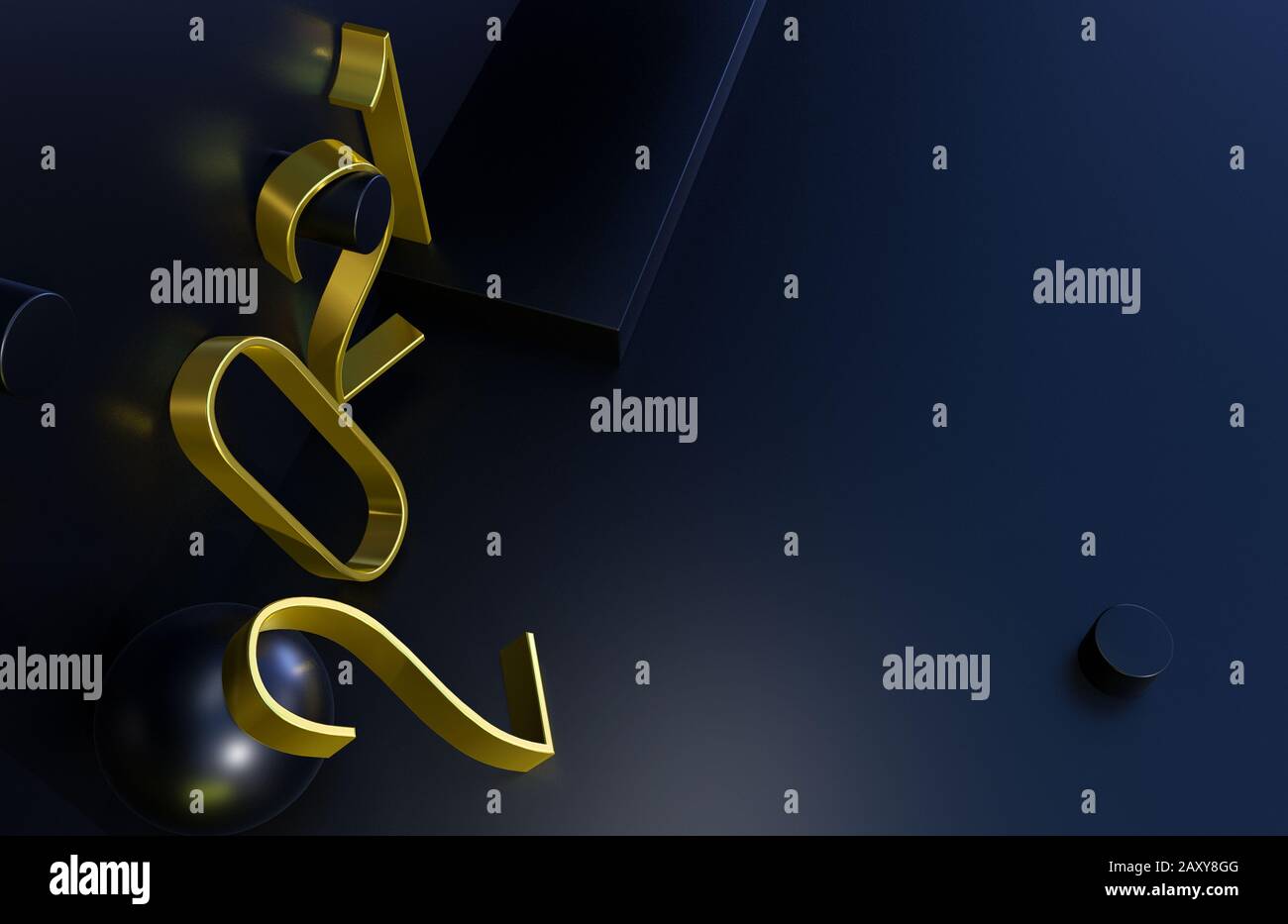 2021 year golden sign with black background. 3D illustration Stock ...