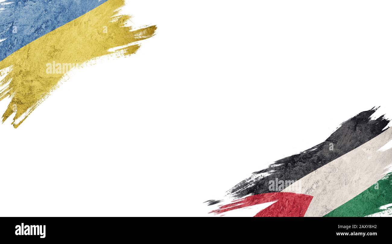 Flags of Ukraine and Palestine on white background Stock Photo - Alamy