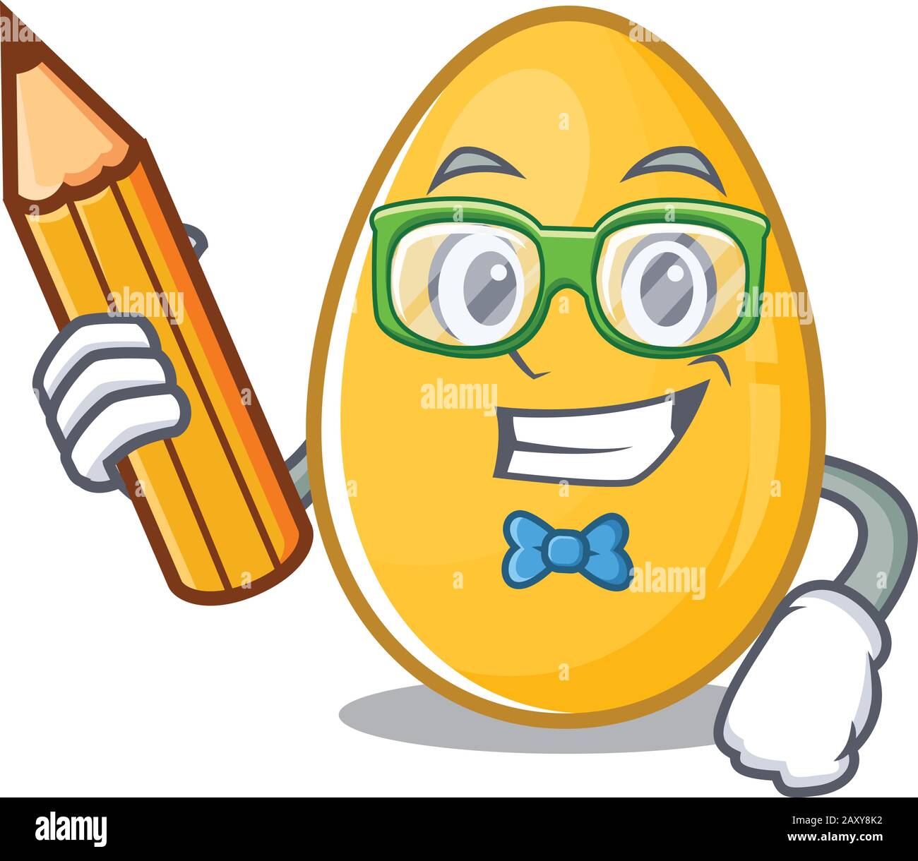 A smart Student golden egg character holding pencil Stock Vector Image ...