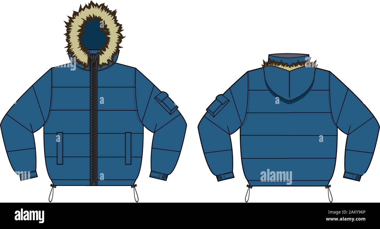 Vector illustration of Down jacket (fur hood Stock Vector Image & Art ...