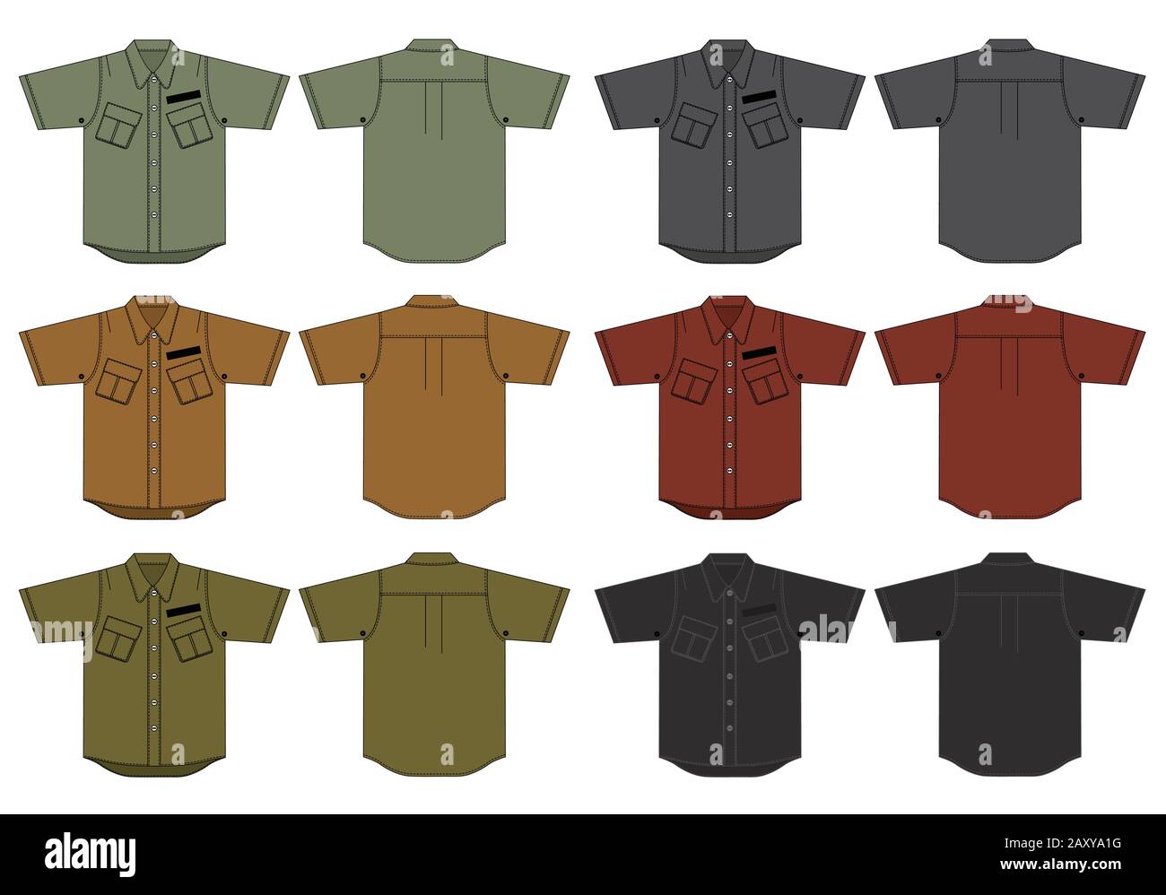 Short sleeve army shirts vector illustration Stock Vector Image & Art ...