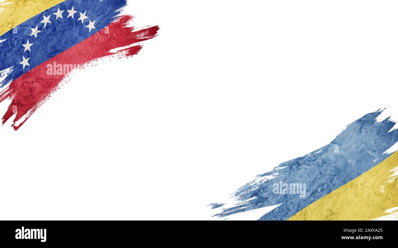 Flags of Venezuela and Ukraine on white background Stock Photo - Alamy