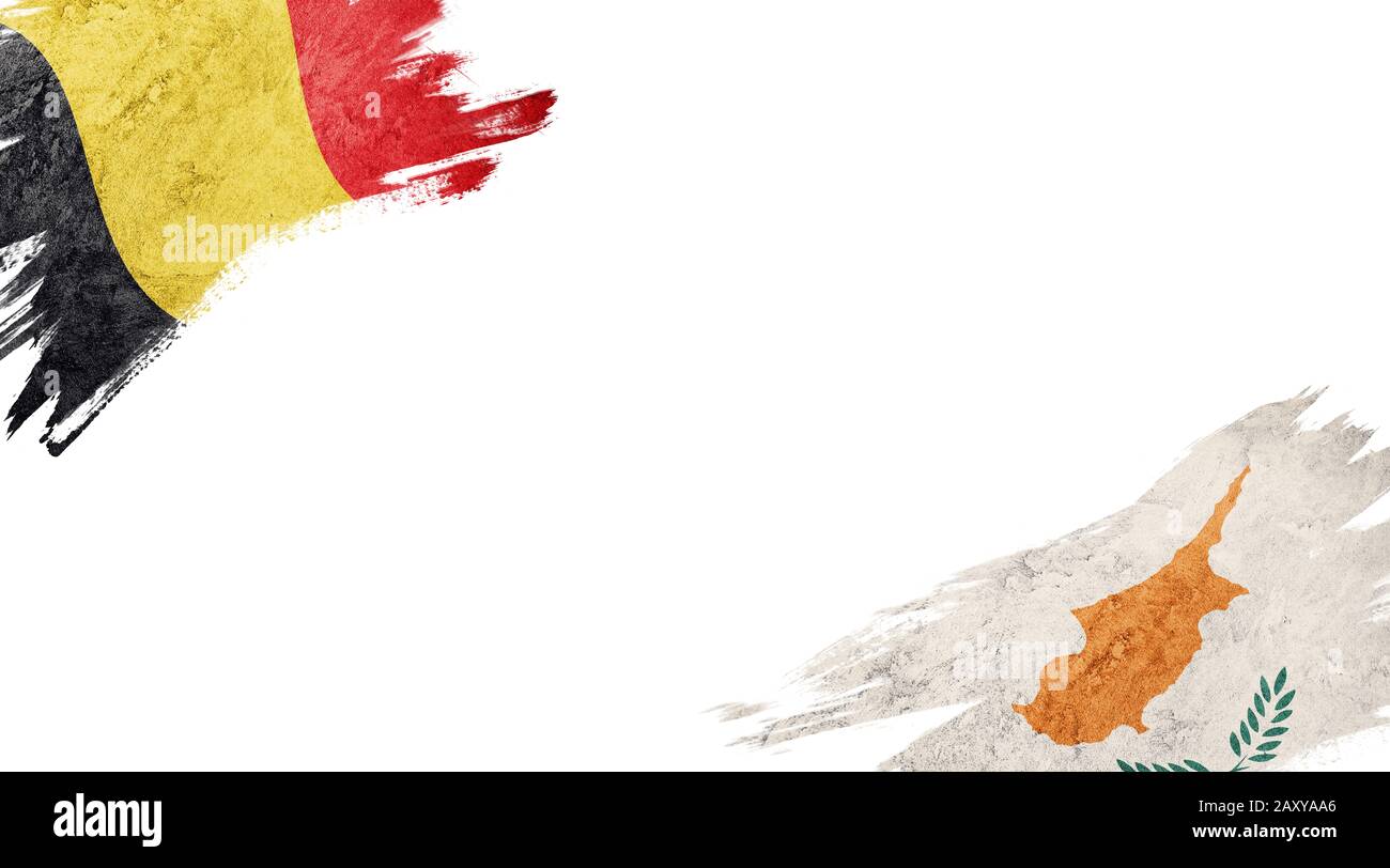 Flags of Belgium and Cyprus on white background Stock Photo - Alamy
