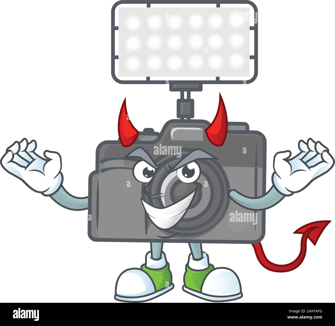 A cruel devil photo camera with lighting Cartoon character design Stock ...