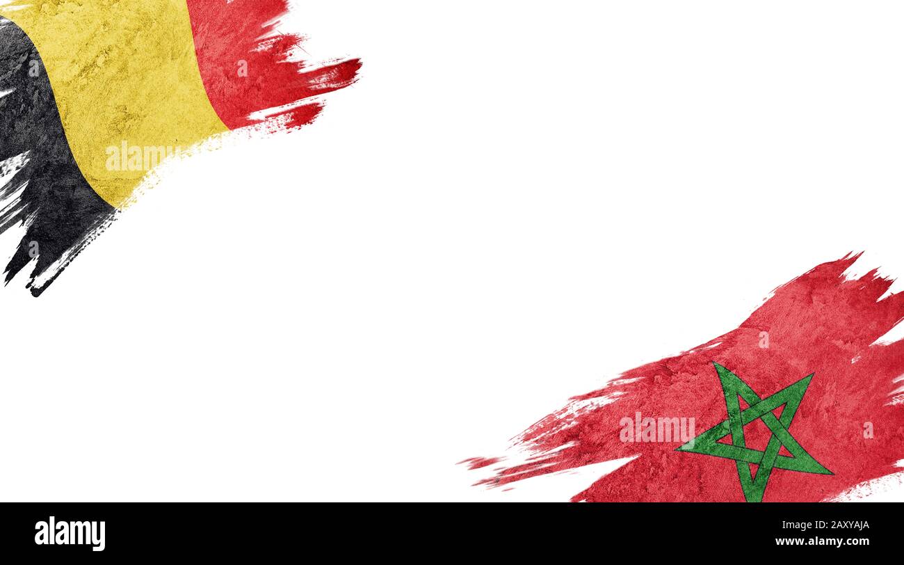 Flags of Belgium and Morocco on white background Stock Photo - Alamy