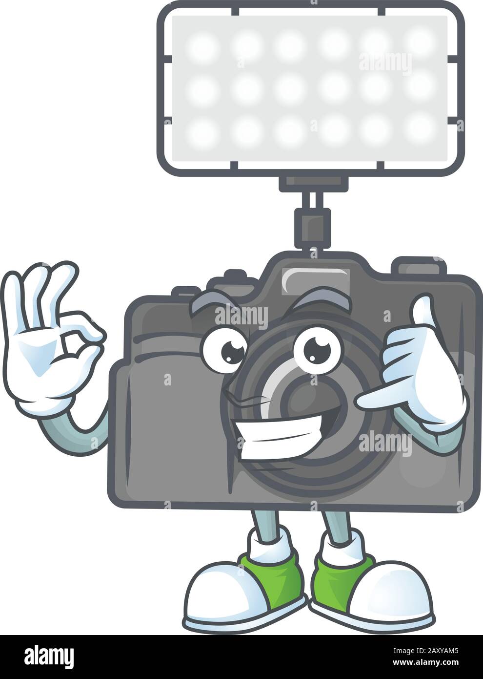 Call me funny photo camera with lighting mascot picture style Stock ...