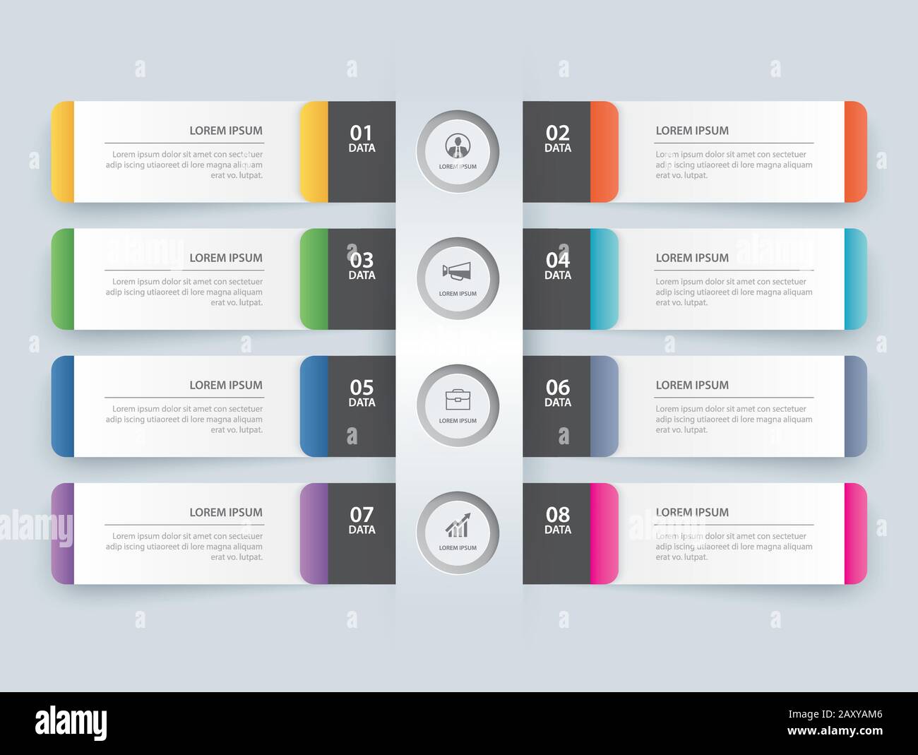 8 data infographics tab paper index template. Vector illustration ...