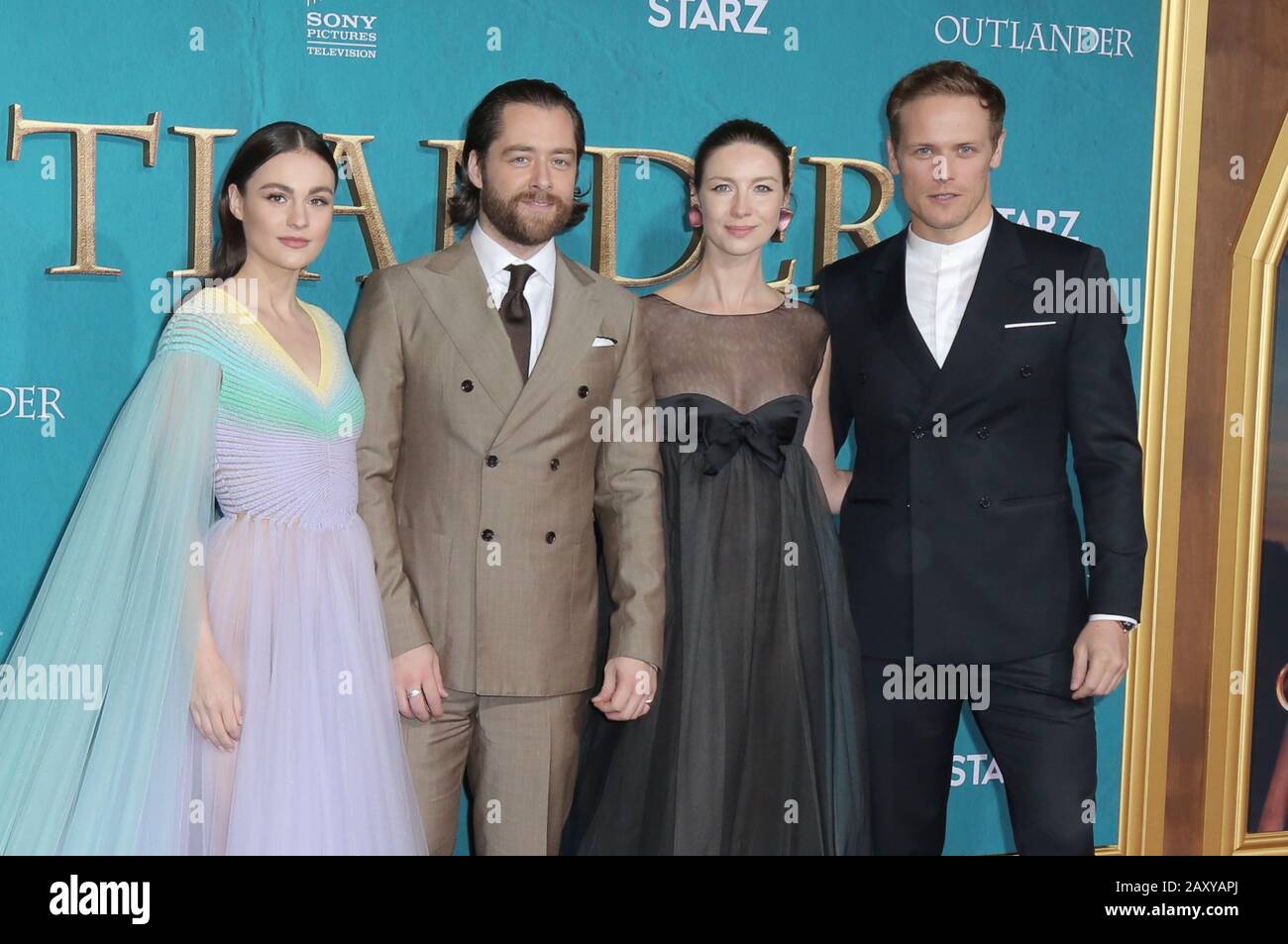 Sophie Skelton, Richard Rankin, Caitriona Balfe, Sam Heughan walking ...