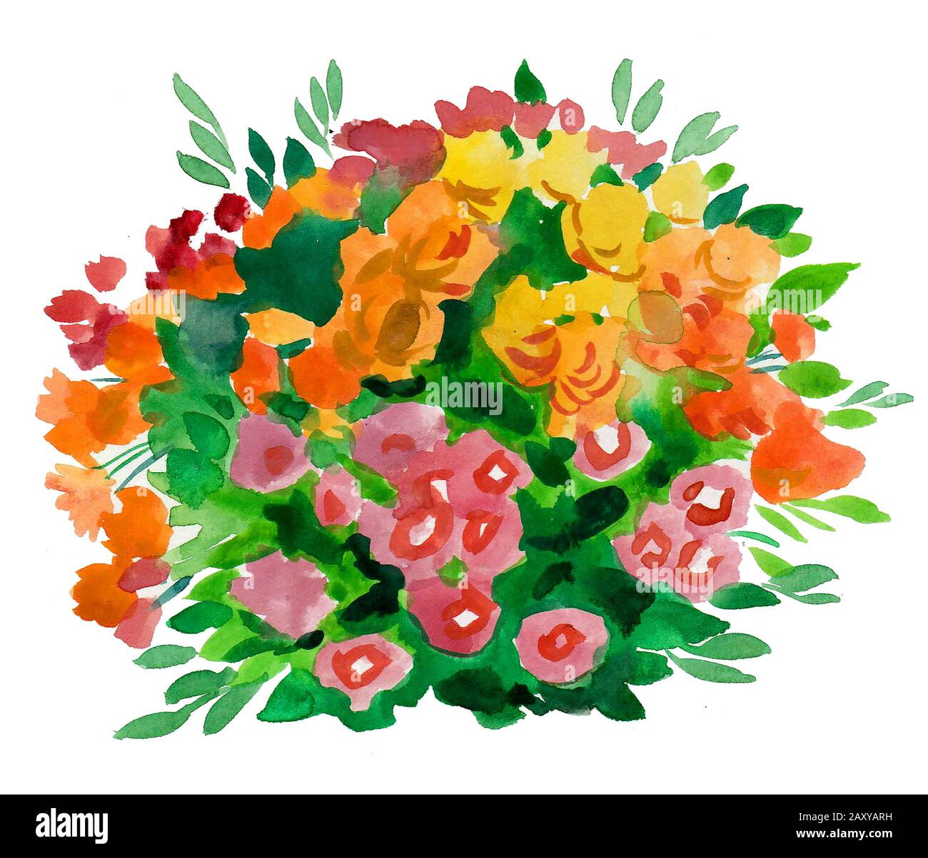 Beautiful summer flowers. Watercolor painting Stock Photo - Alamy