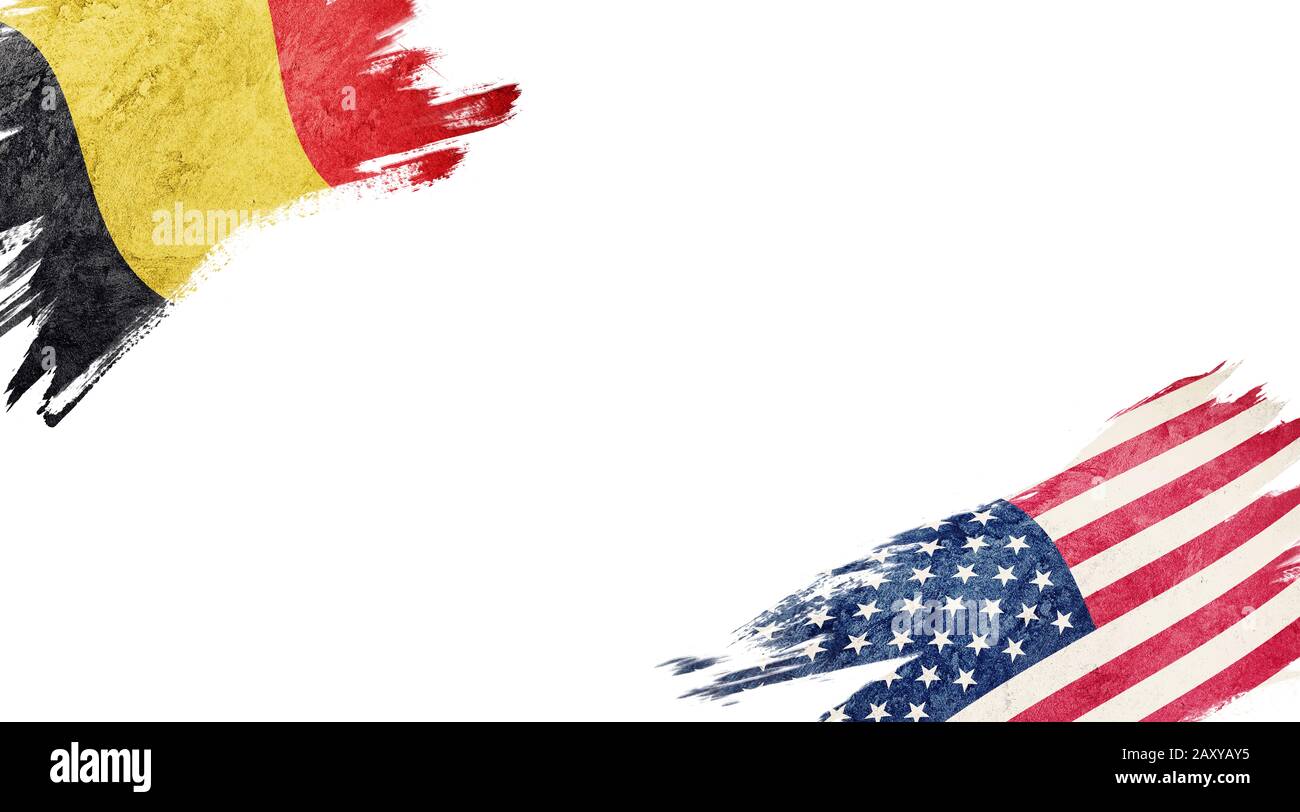 Flags of Belgium and USA on white background Stock Photo - Alamy