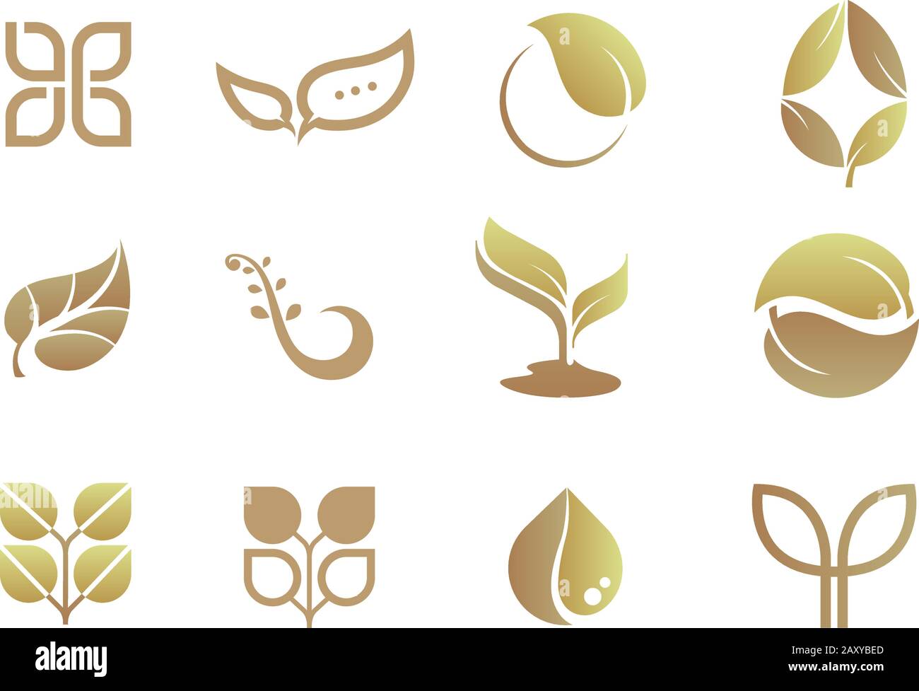 leaf motif icon illustration (nature, green, eco) / gold Stock Vector ...