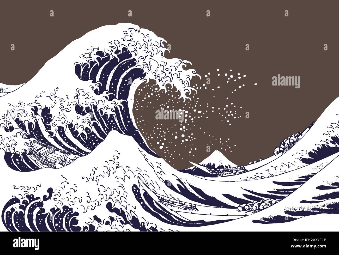 Japanese sea water wave Stock Vector Images - Alamy