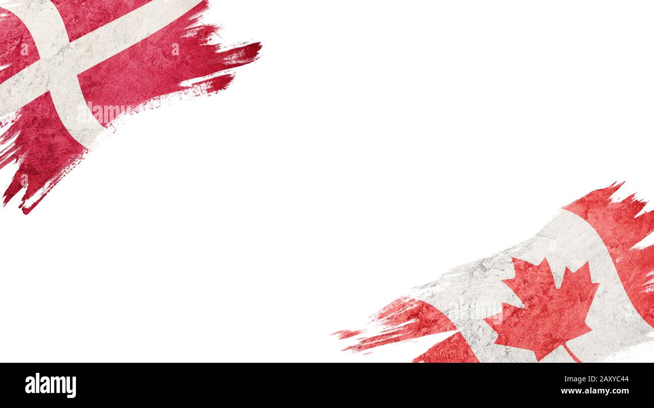 Flags of Denmark and Canada on white background Stock Photo - Alamy