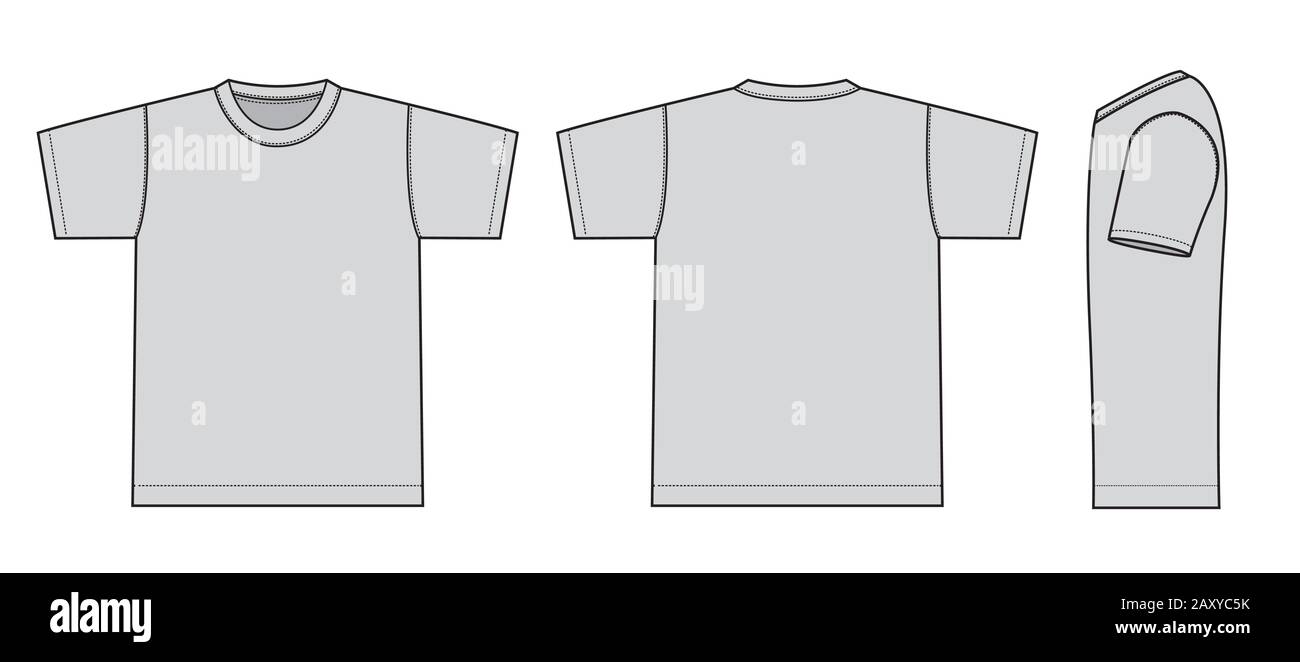 Short sleeve T-shirts vector template illustration (with side view ...