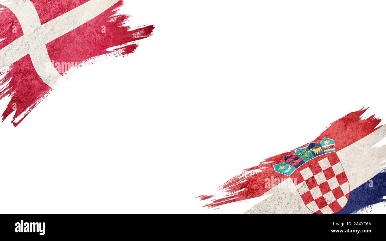 Flags of Denmark and Croatia on white background Stock Photo - Alamy
