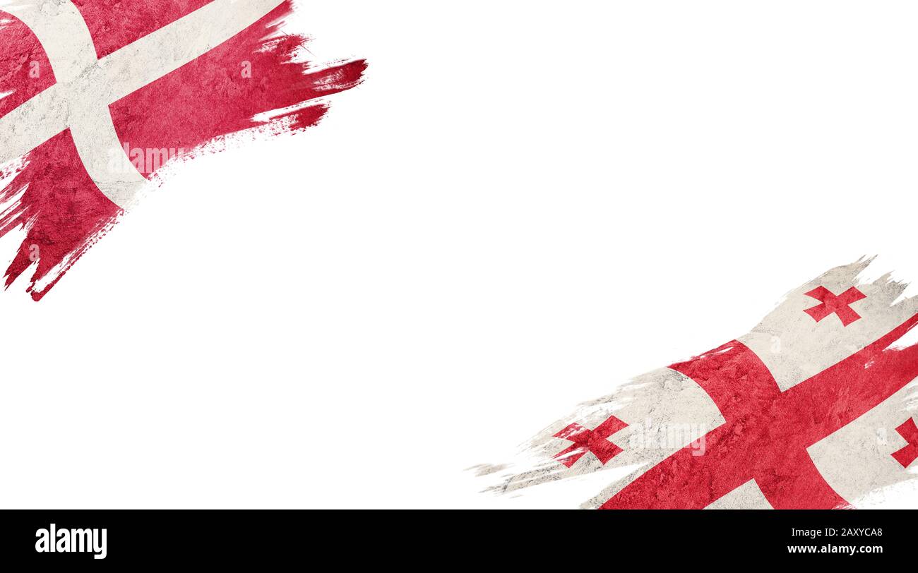 Flags of Denmark and Georgia on white background Stock Photo - Alamy