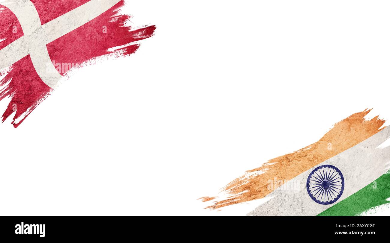 Flags of Denmark and India on white background Stock Photo - Alamy