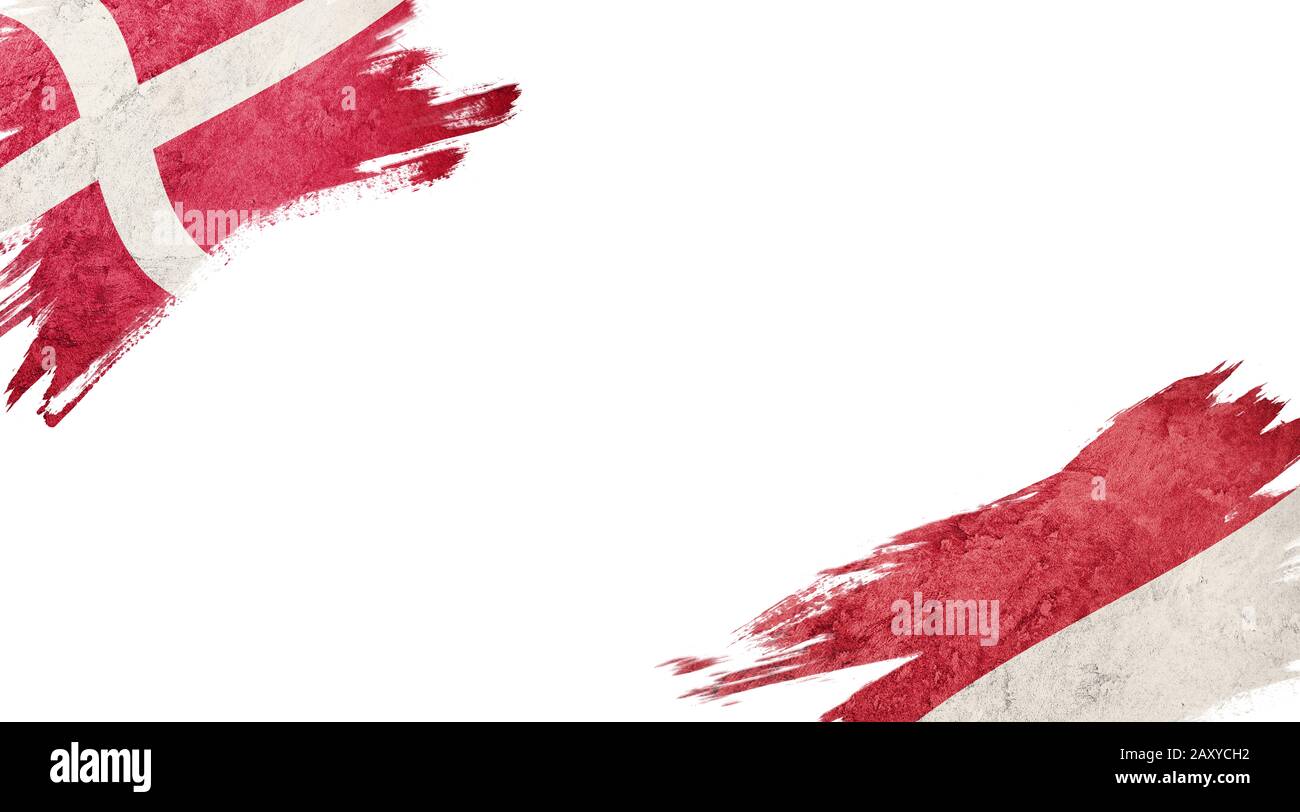Flags of Denmark and Indonesia on white background Stock Photo - Alamy