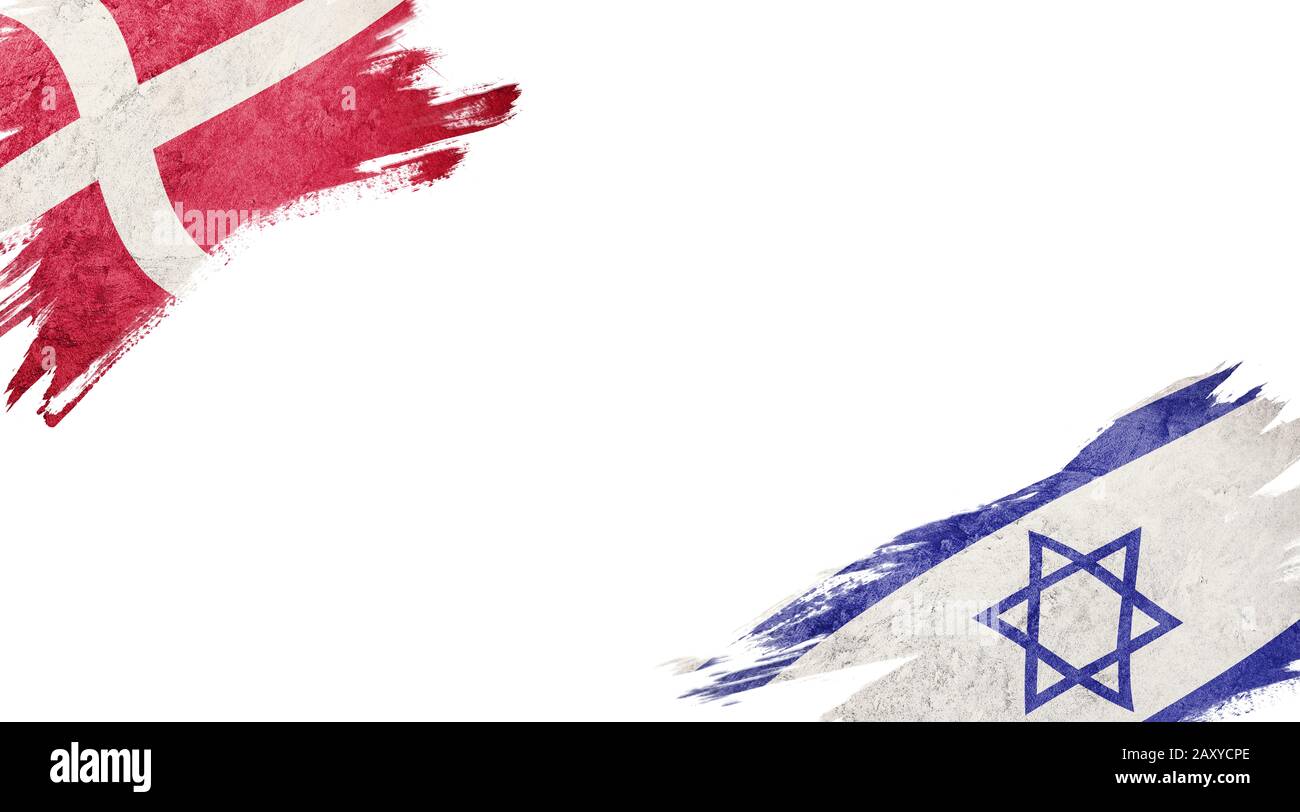 Flags of Denmark and Israel on white background Stock Photo - Alamy