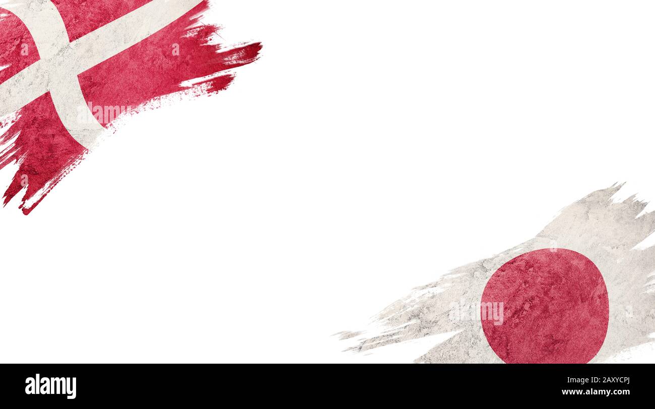 Flags of Denmark and Japan on white background Stock Photo - Alamy