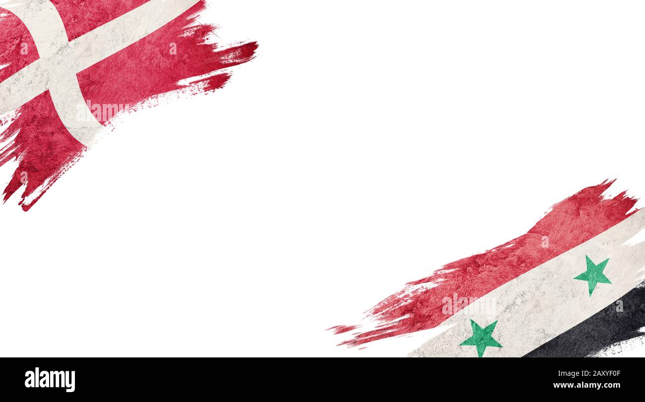 Flags of Denmark and Syria on white background Stock Photo - Alamy