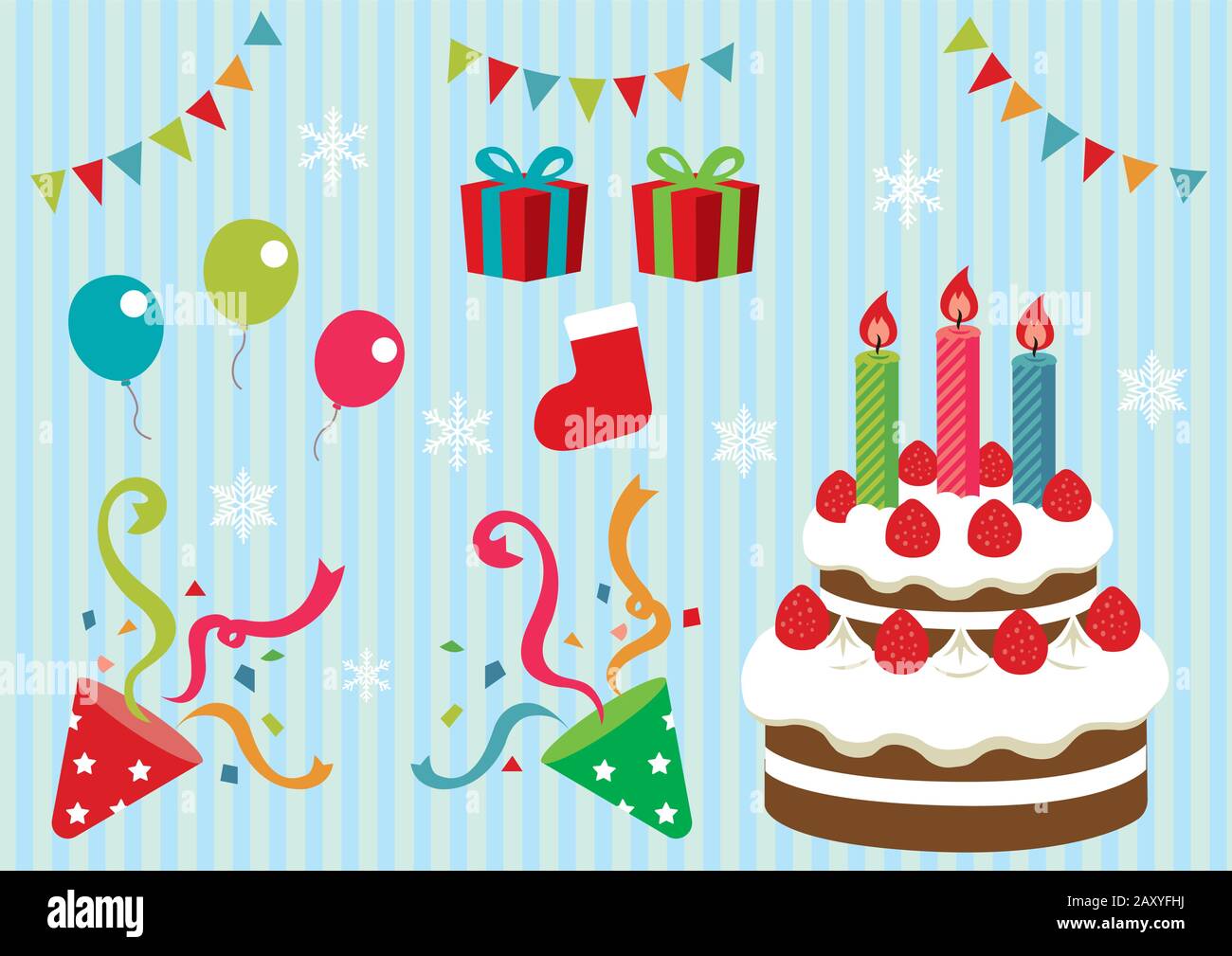 Birthday , Christmas , Party illustration set Stock Vector Image & Art ...